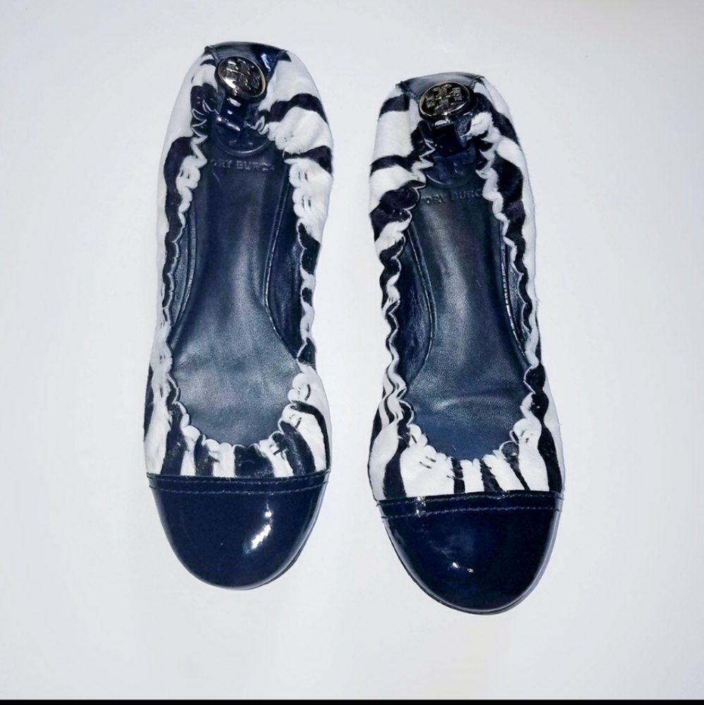 Tory Burch Zebra Print Abbey Flats - Gem